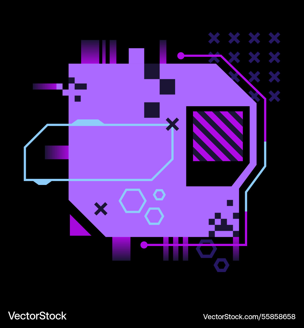 Glitch tech banner futuristic cybernetic circuit Vector Image