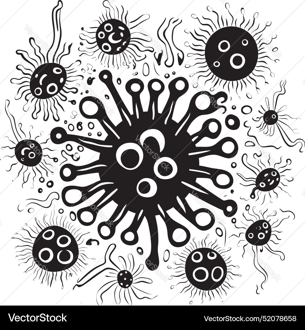 Infectious innovations bacteria and virus emblem Vector Image