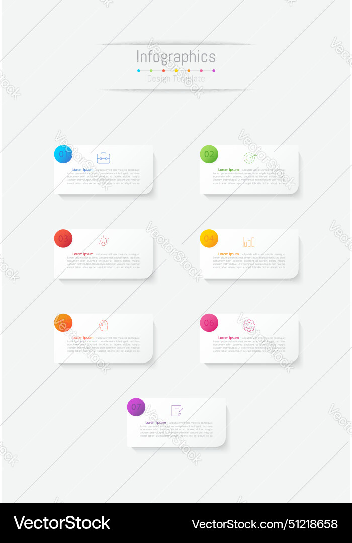 Infographic 7 options design elements Royalty Free Vector