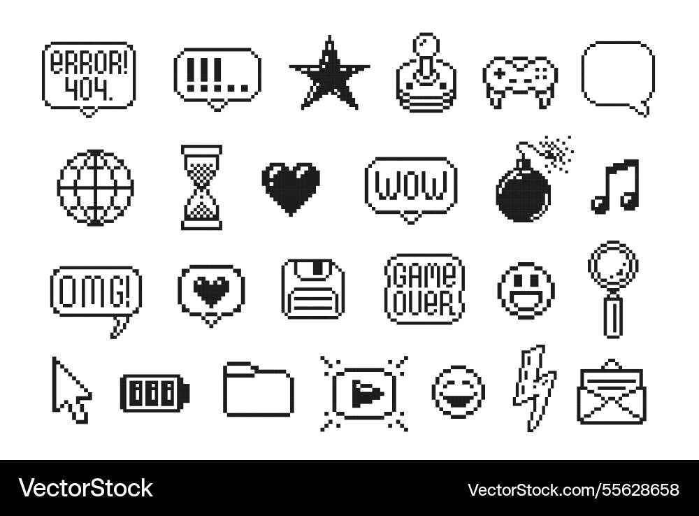 Pixel element black minimalist game graphic icon Vector Image