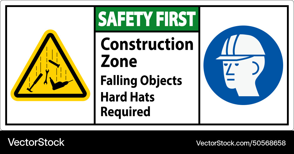 Safety first sign construction zone falling Vector Image