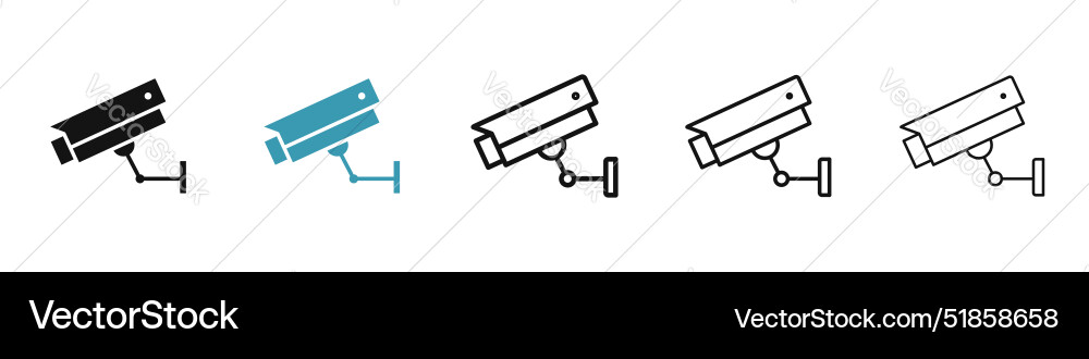 Security camera icon set in black and blue colors Vector Image