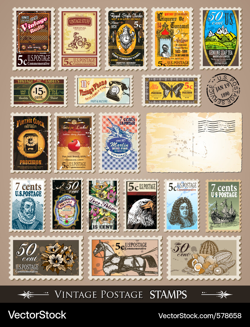 Stamp collection Royalty Free Vector Image - VectorStock