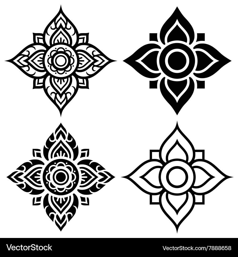 Thai folk art pattern - flower shape Royalty Free Vector