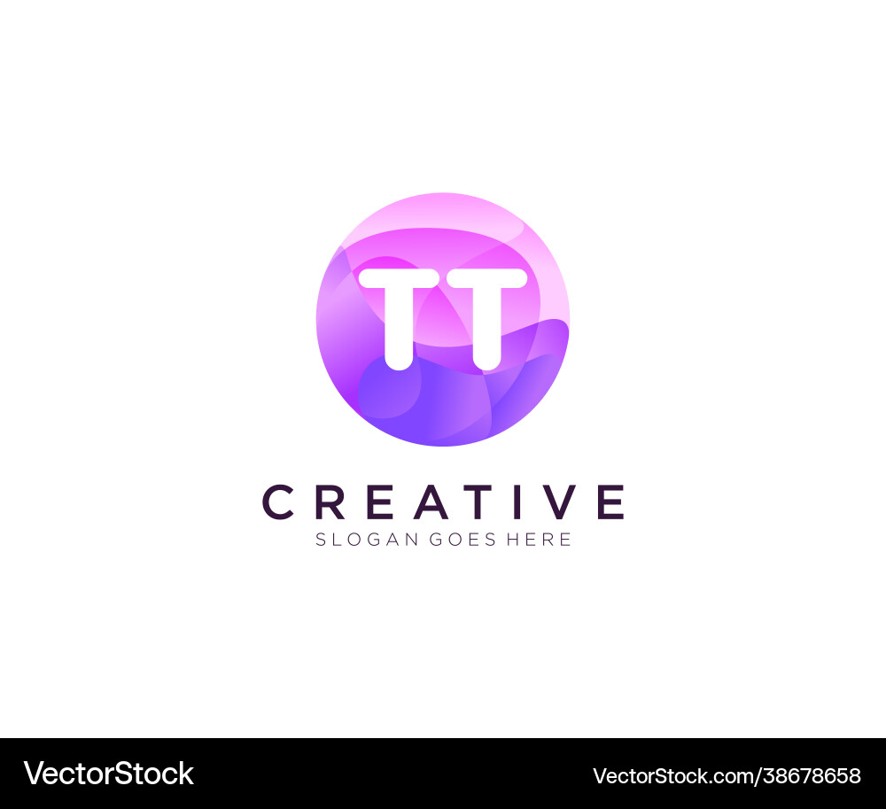 Tt initial logo with colorful circle template Vector Image