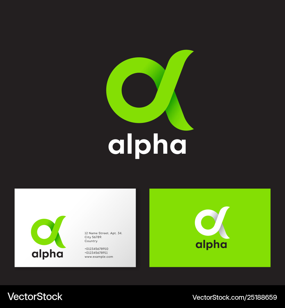 Alpha logo emblem green greek letter Royalty Free Vector