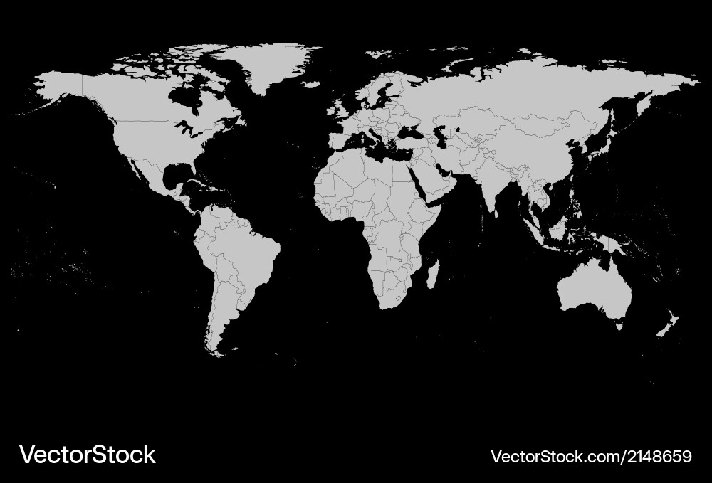 Black political world map Royalty Free Vector Image