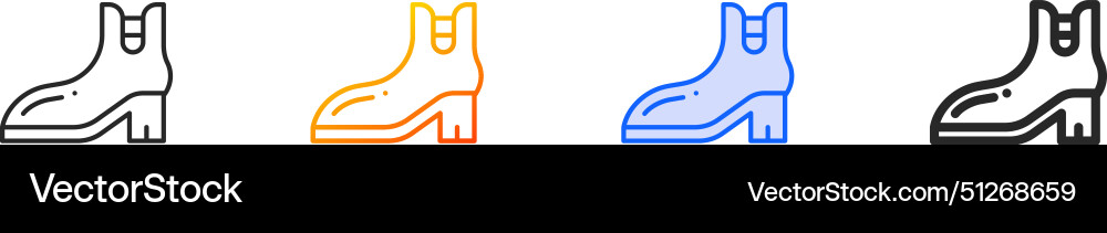 Boot iconthin linear gradient blue stroke Vector Image