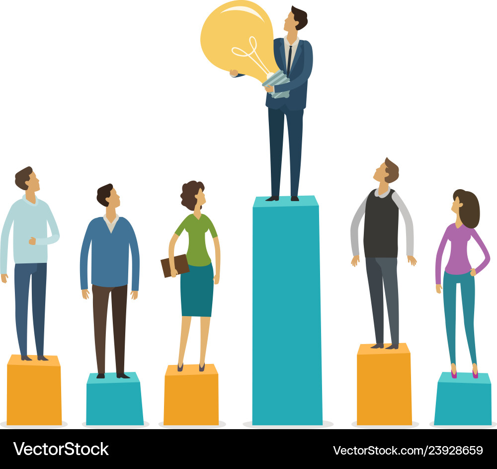 Business graphics people stand on column Vector Image