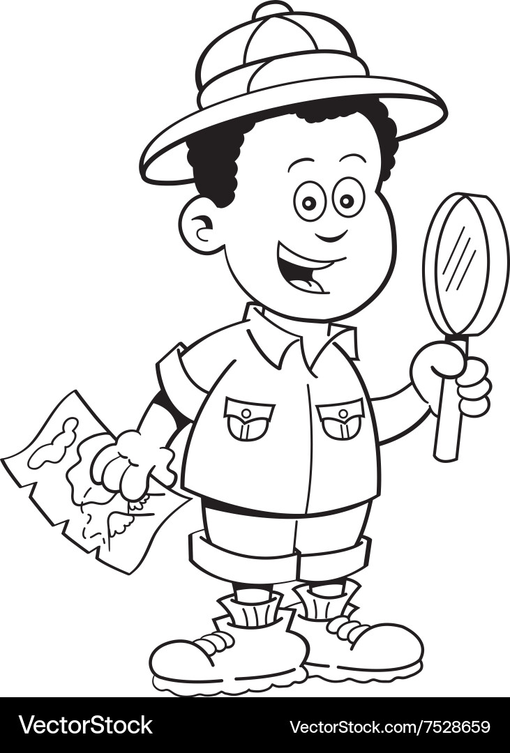 Cartoon african boy explorer Royalty Free Vector Image