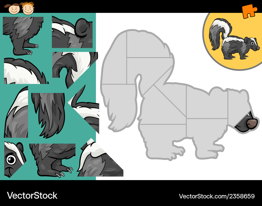 Cartoon skunk jigsaw puzzle game Royalty Free Vector Image