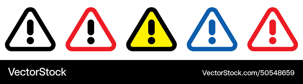 Caution warning signs set exclamation mark Vector Image