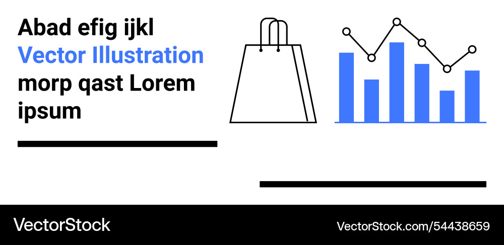 E-commerce metrics and shopping bag with bar graph