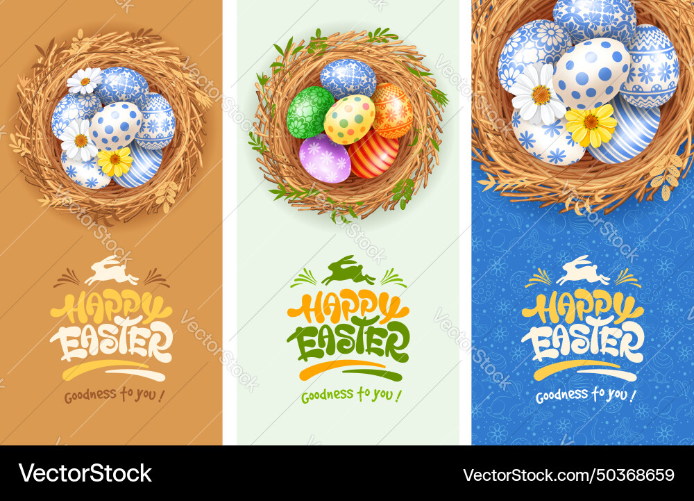 Easter vertical banner templates set Royalty Free Vector