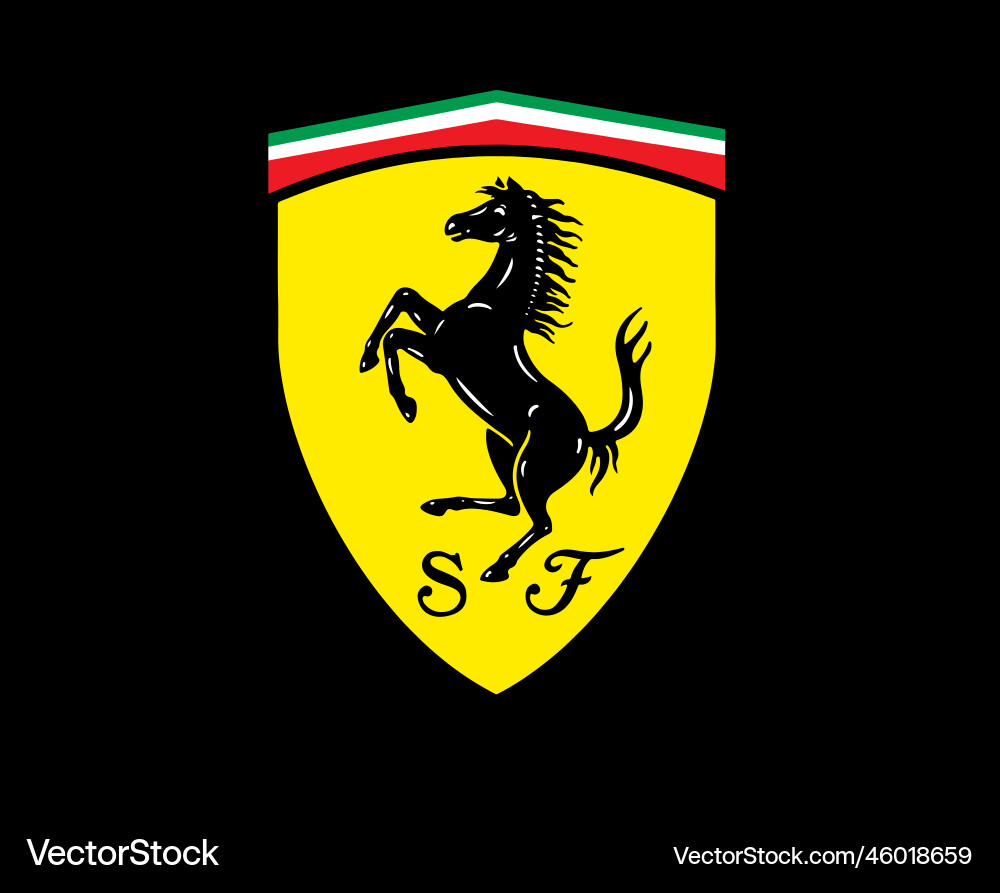 Ferrari Logo - Red Car Emblem Royalty Free Vector Image
