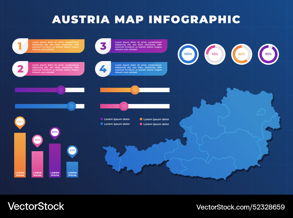 Gradient austria map infographic Royalty Free Vector Image