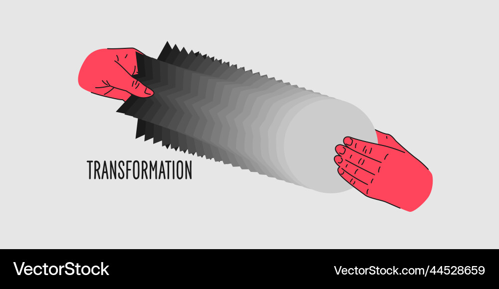 Human hands hold geometric shapes that transform Vector Image