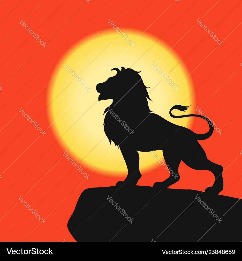 Lion on a rock Royalty Free Vector Image - VectorStock