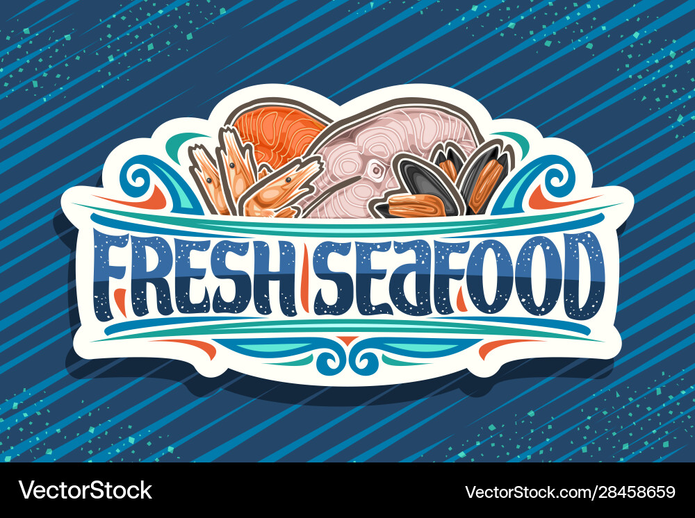 Fresh Seafood Logo Fresh Seafood. Label Template With Fish. Design