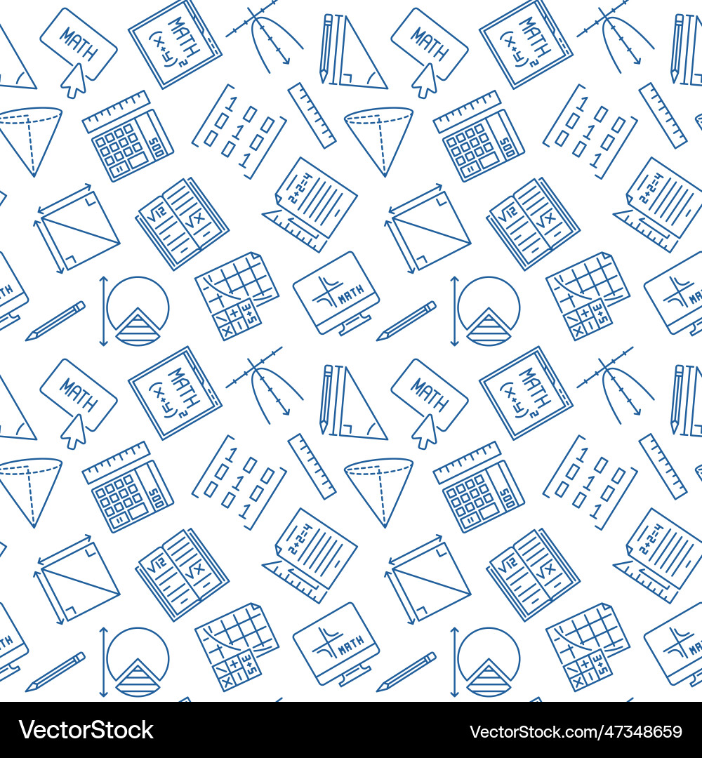 Mathematics outline minimal seamless pattern Vector Image