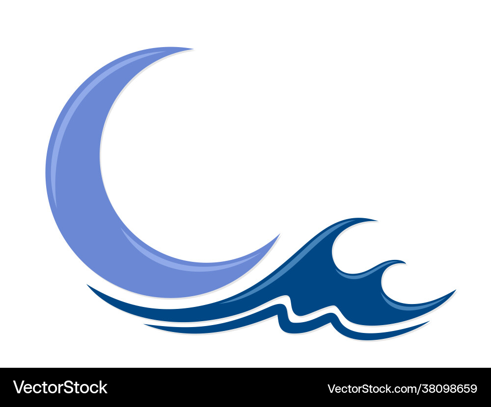 Moon and wave symbol Royalty Free Vector Image