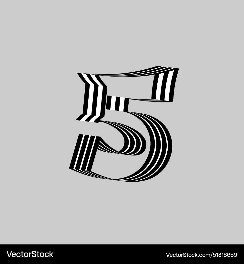 Number five text effect Royalty Free Vector Image