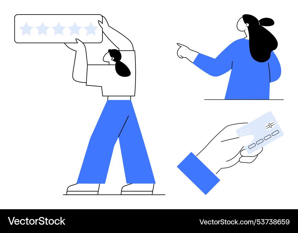 Person holding star rating pointing Royalty Free Vector