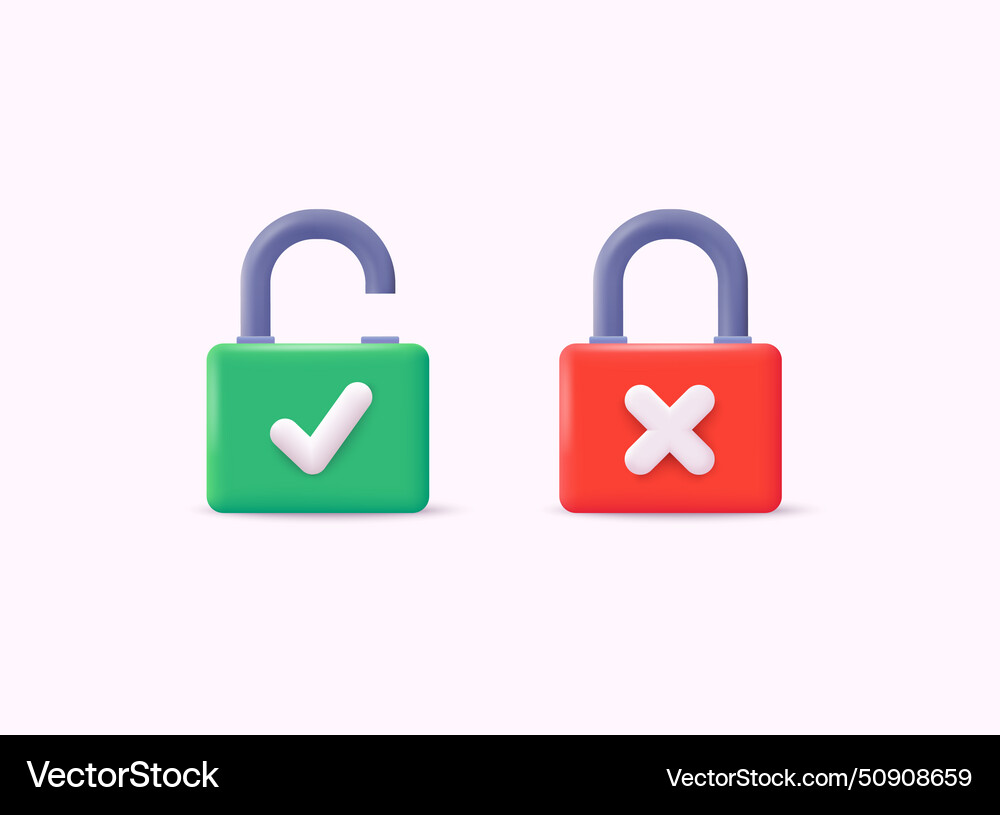 Set of lock and unlock sign security concept Vector Image
