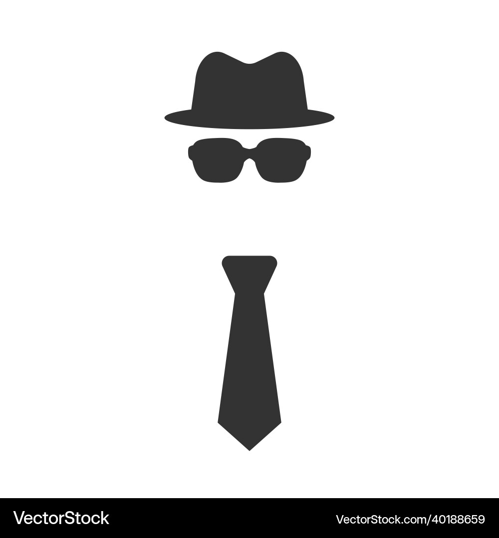Spy icon special agent hat glasses and tie man Vector Image