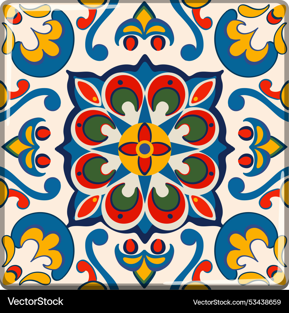 Vibrant traditional mexican tile design Royalty Free Vector