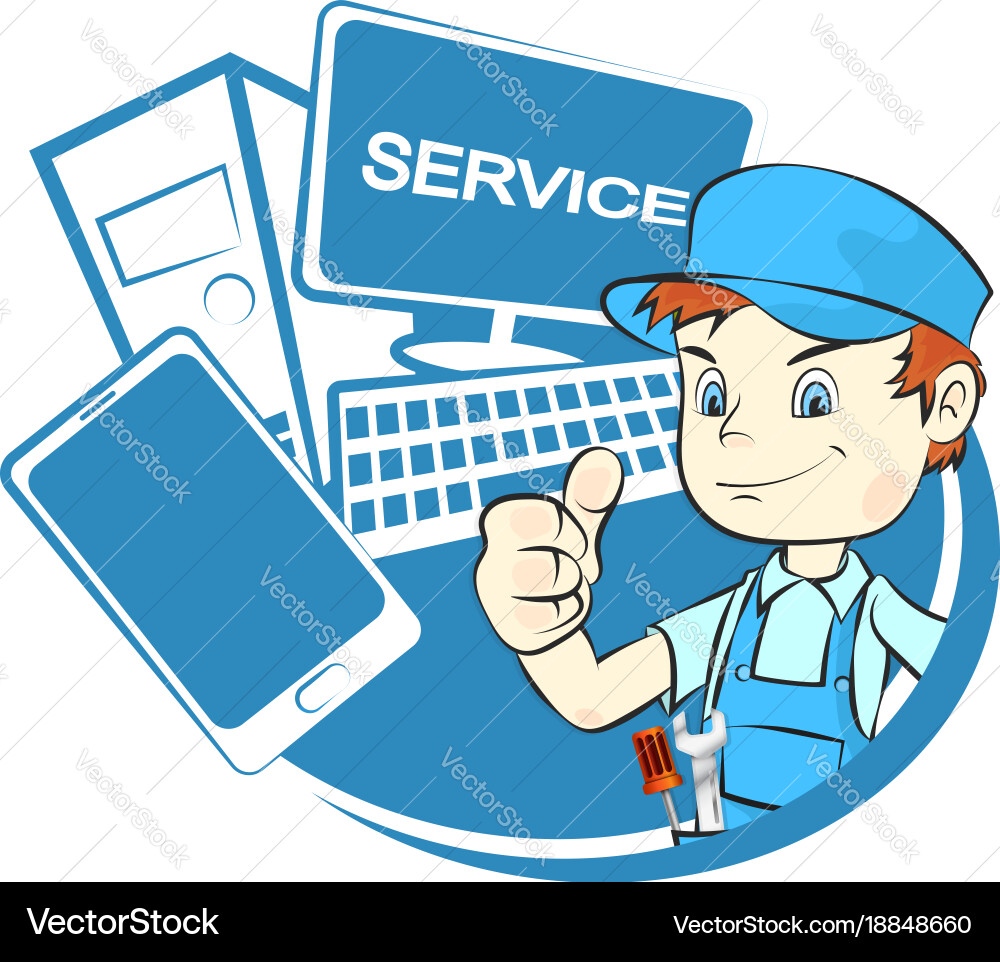 Computer repair master Royalty Free Vector Image
