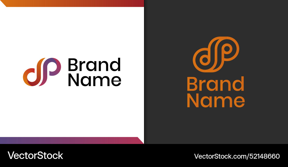 Initial letter dp linear infinity technology logo Vector Image