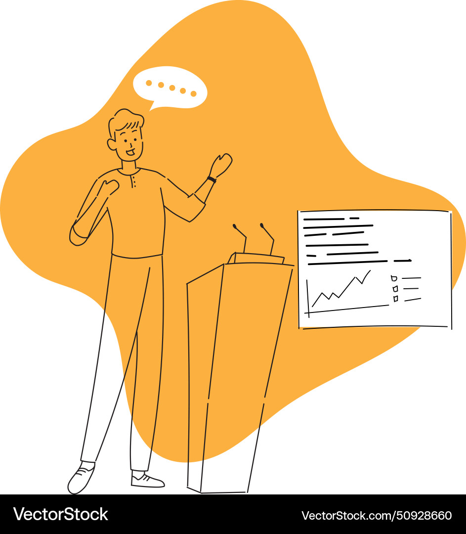 Presenting giving a speech atpodium Royalty Free Vector