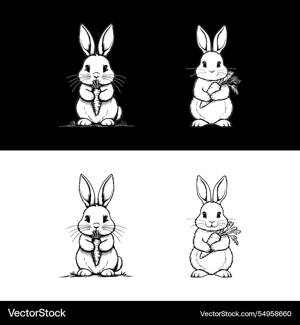 Rabbit line art white background Royalty Free Vector Image