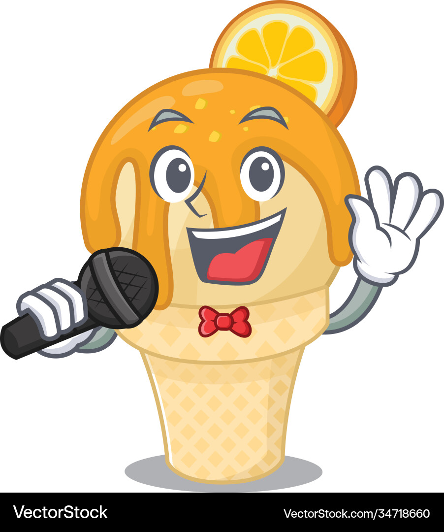 Talented singer orange ice cream cartoon Vector Image