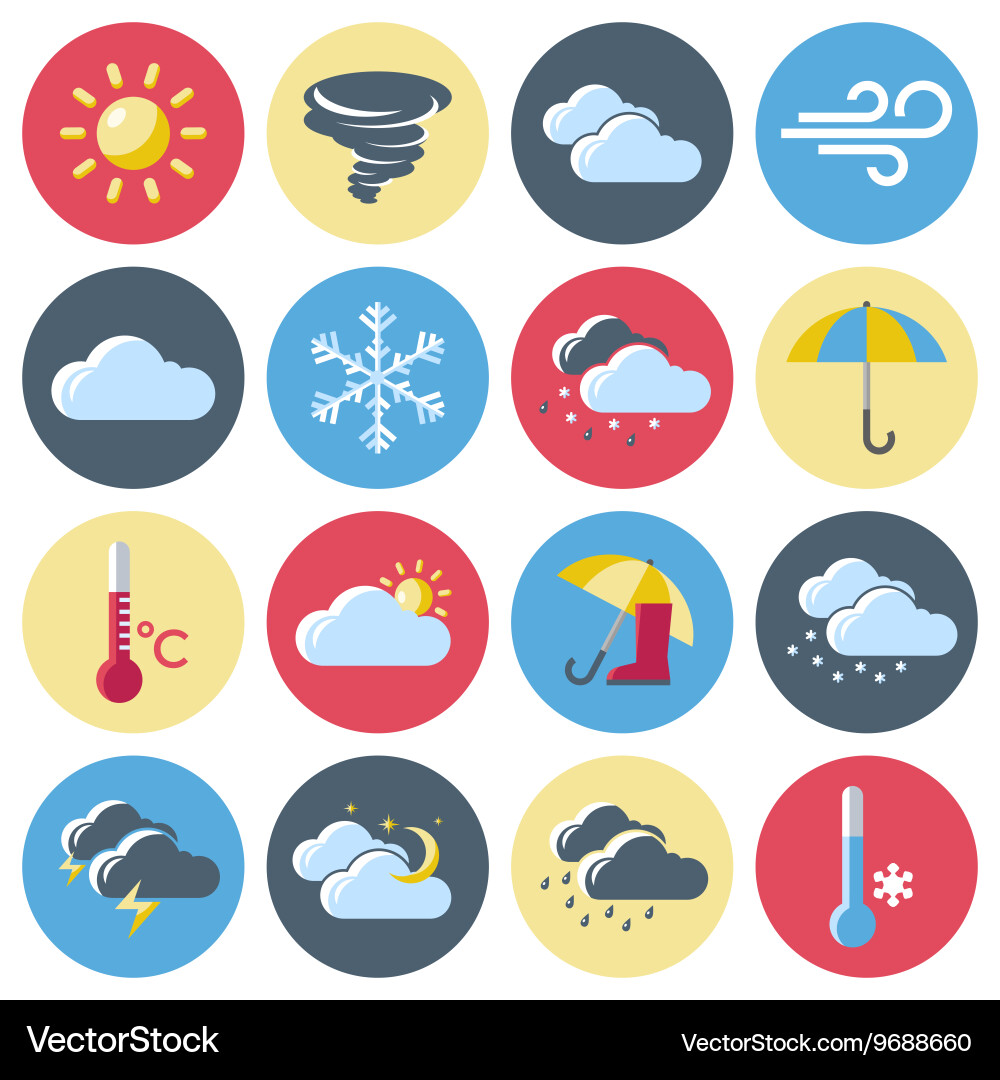 Weather forecast icon set Royalty Free Vector Image
