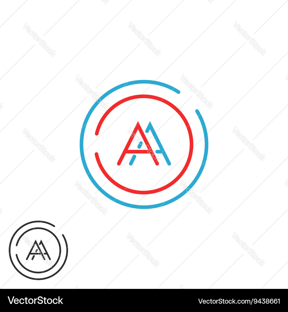 AA Monogram Logo - Two Interlocking Circles Vector Image