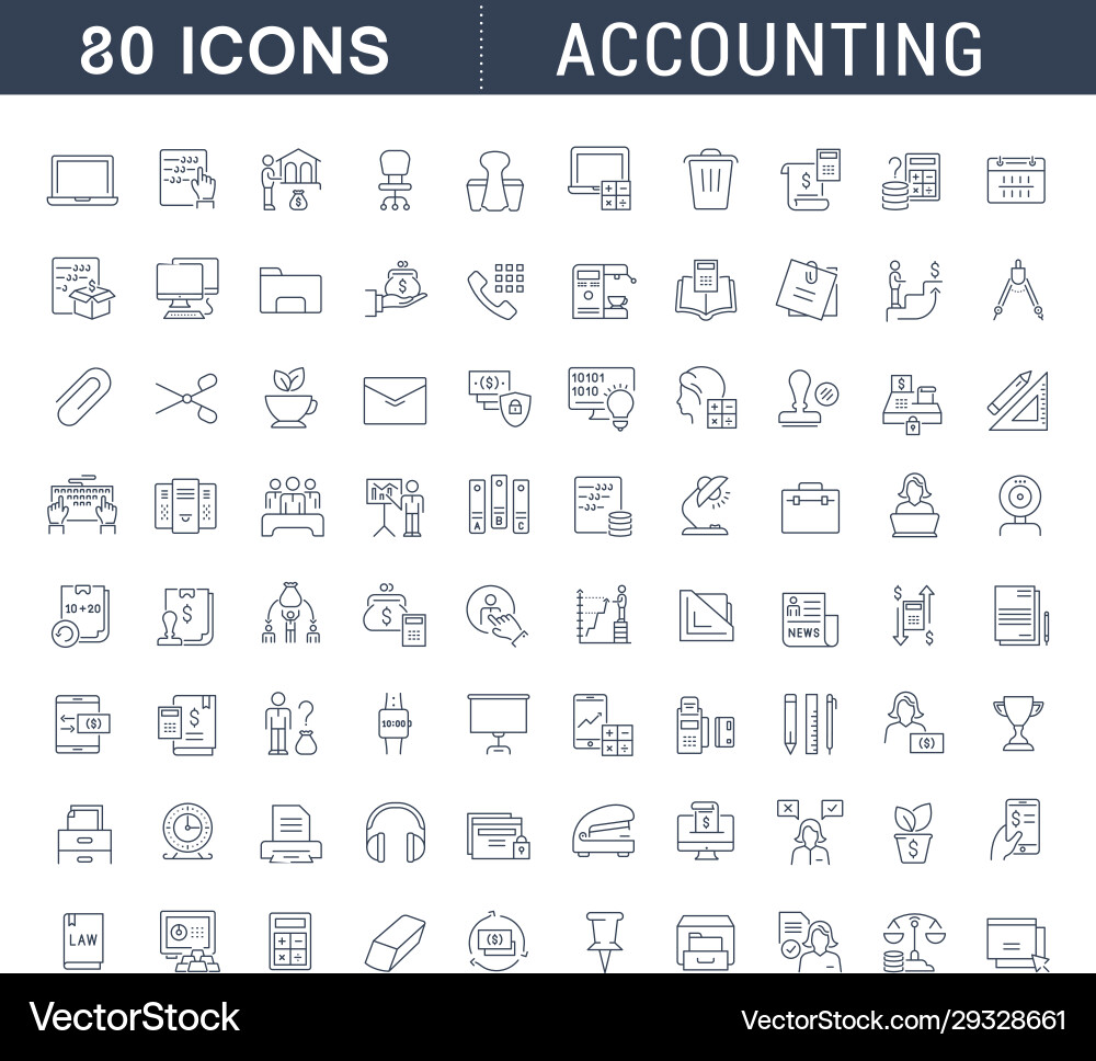 Accounting Line Icons Set Royalty Free Vector Image