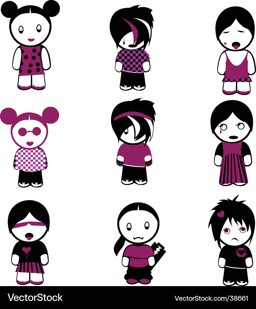Emo girls Royalty Free Vector Image - VectorStock