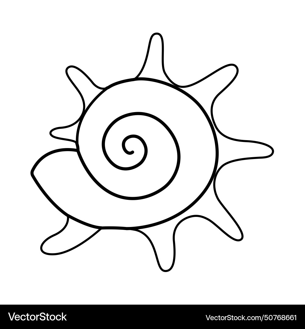 Seashell black and white outline art therapy Vector Image
