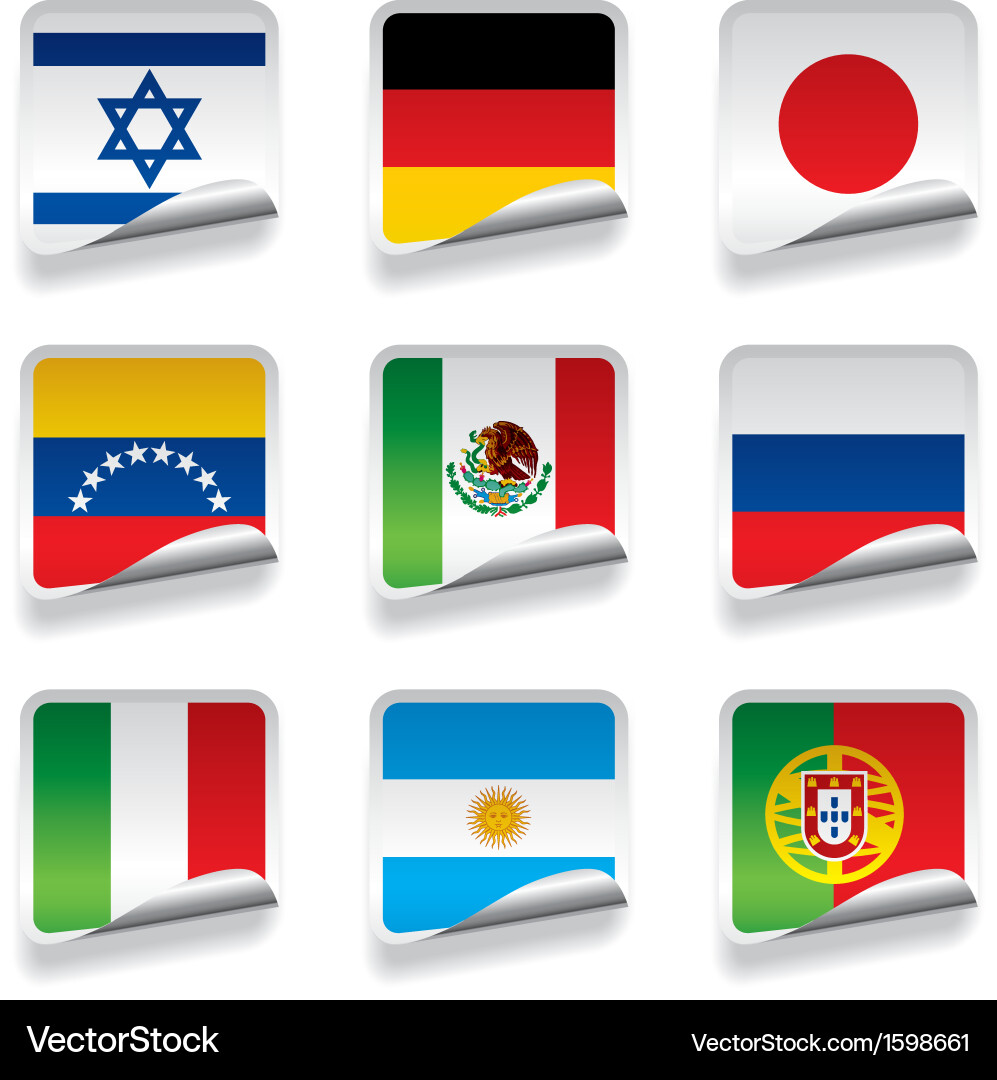 Sticker flags Royalty Free Vector Image - VectorStock