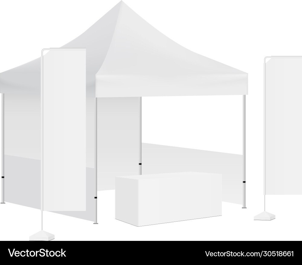 Tent canopy rectangular flags and table Royalty Free Vector
