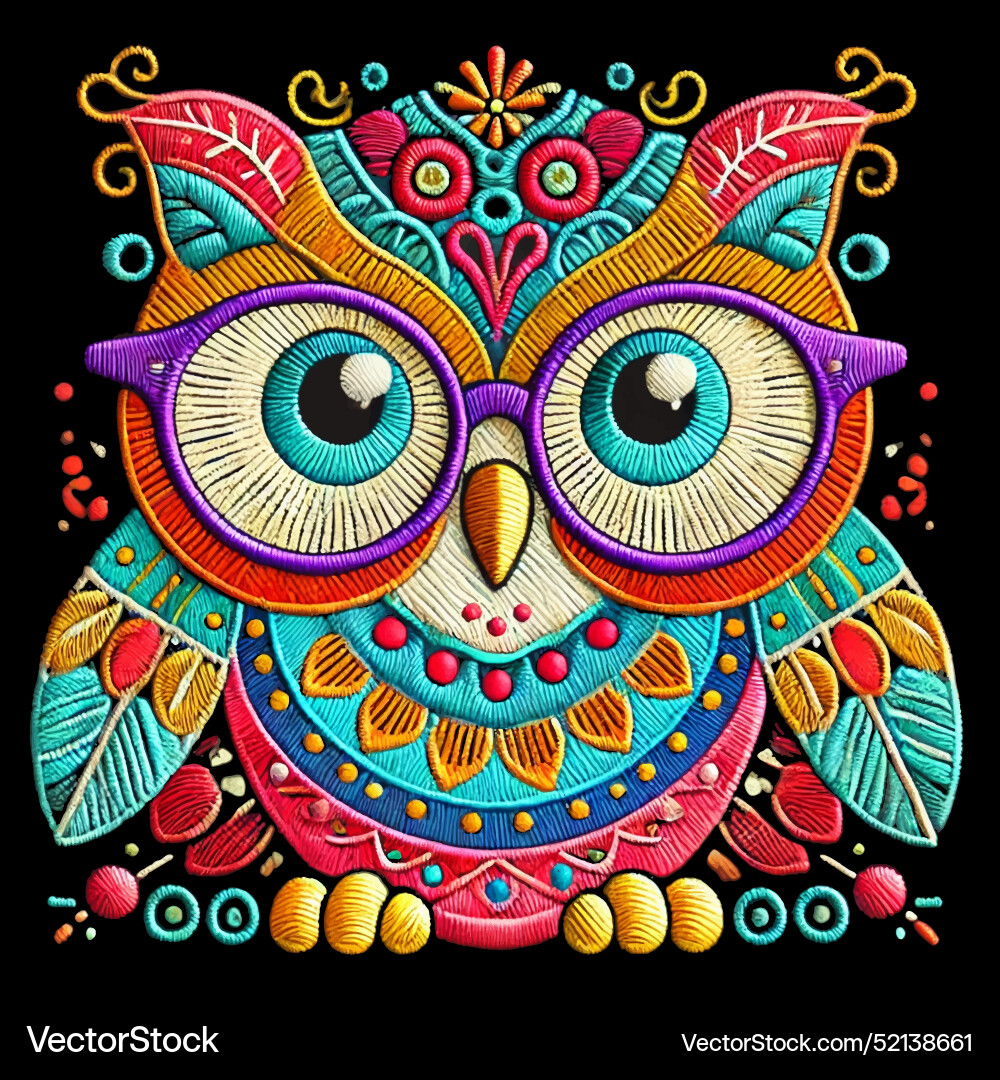 Textured embroidery isolated 3d colorful ethnic Vector Image