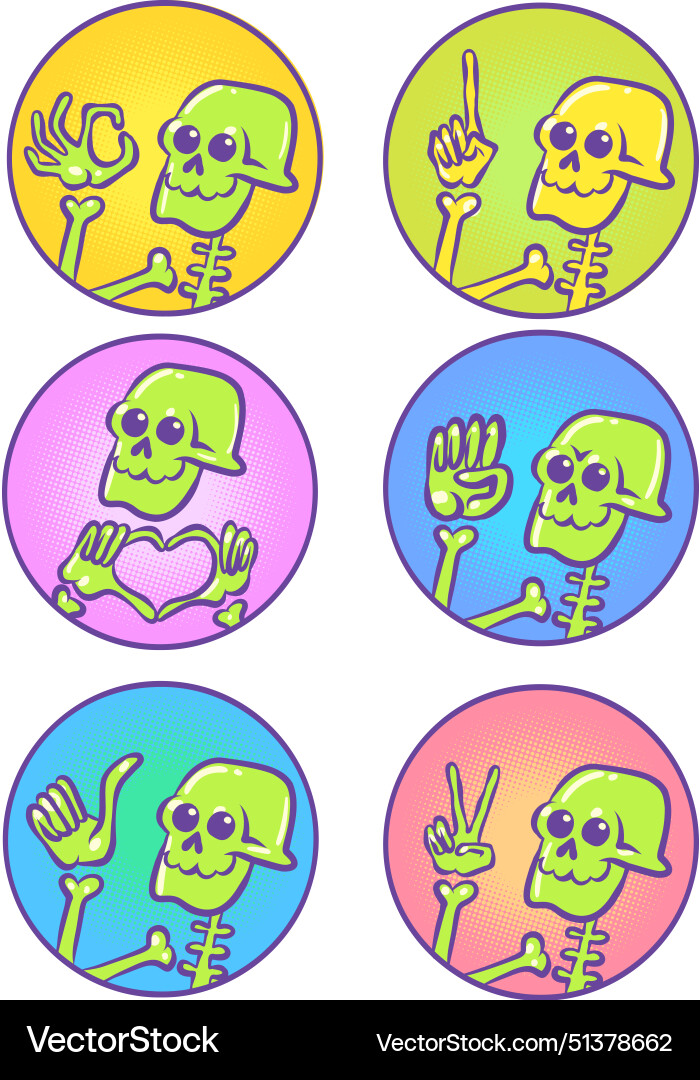 A set of hand gestures made by skeleton ready Vector Image