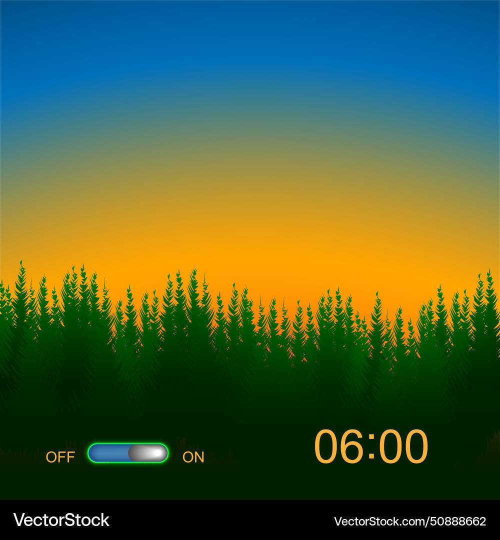 Alarm clock morning landscape Royalty Free Vector Image