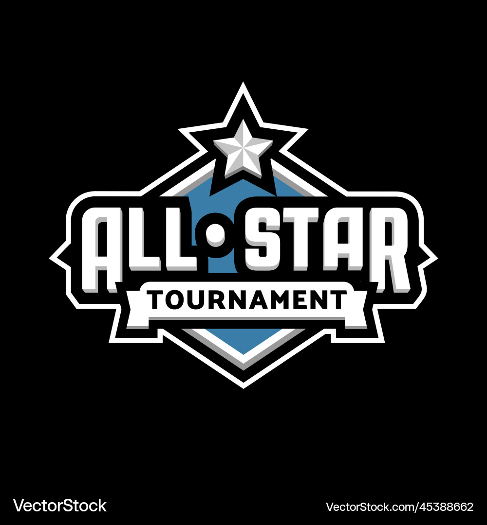 All Stars Game Logo - Dark Background Royalty Free Vector