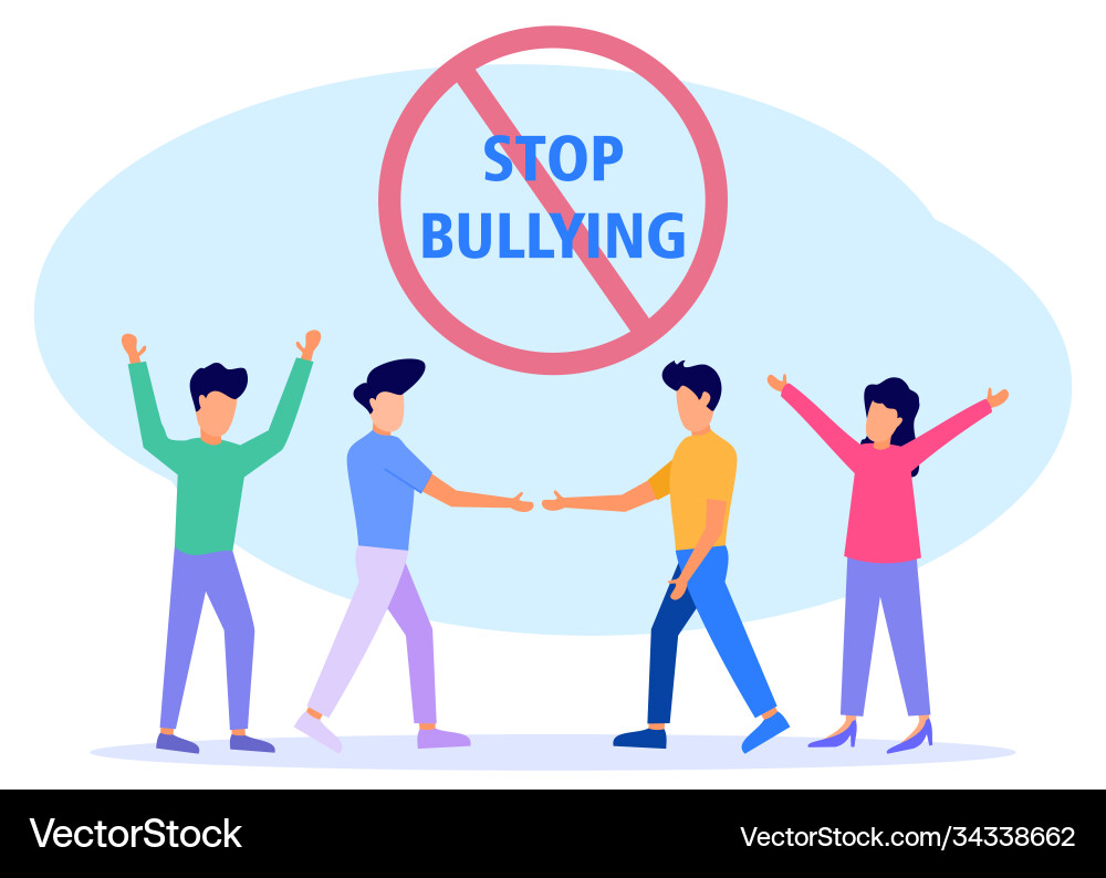 Graphic cartoon character bullying Royalty Free Vector Image