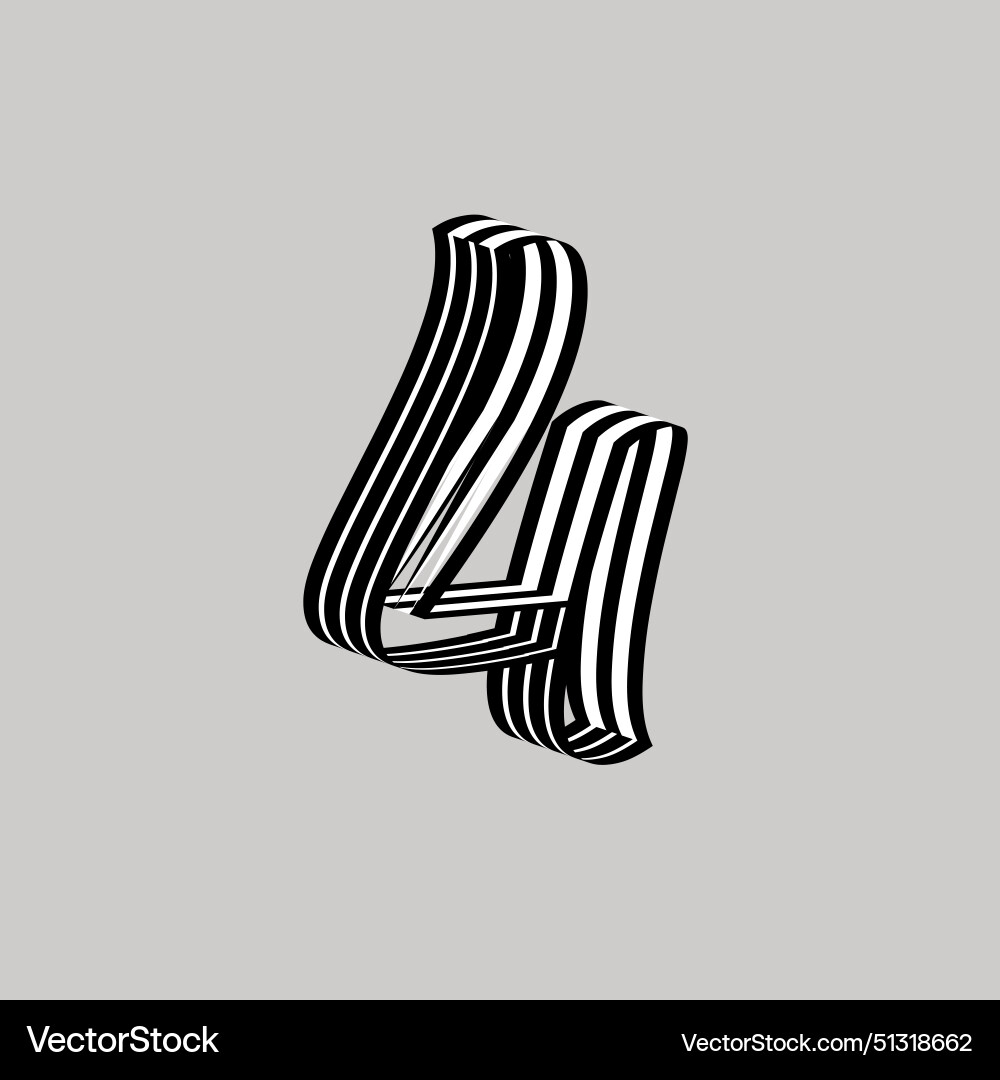 Number four text effect Royalty Free Vector Image