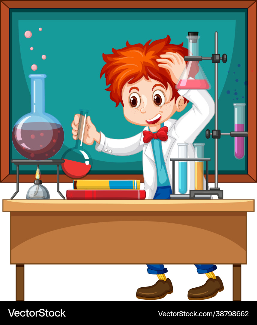 Researcher experiment in laboratory Royalty Free Vector