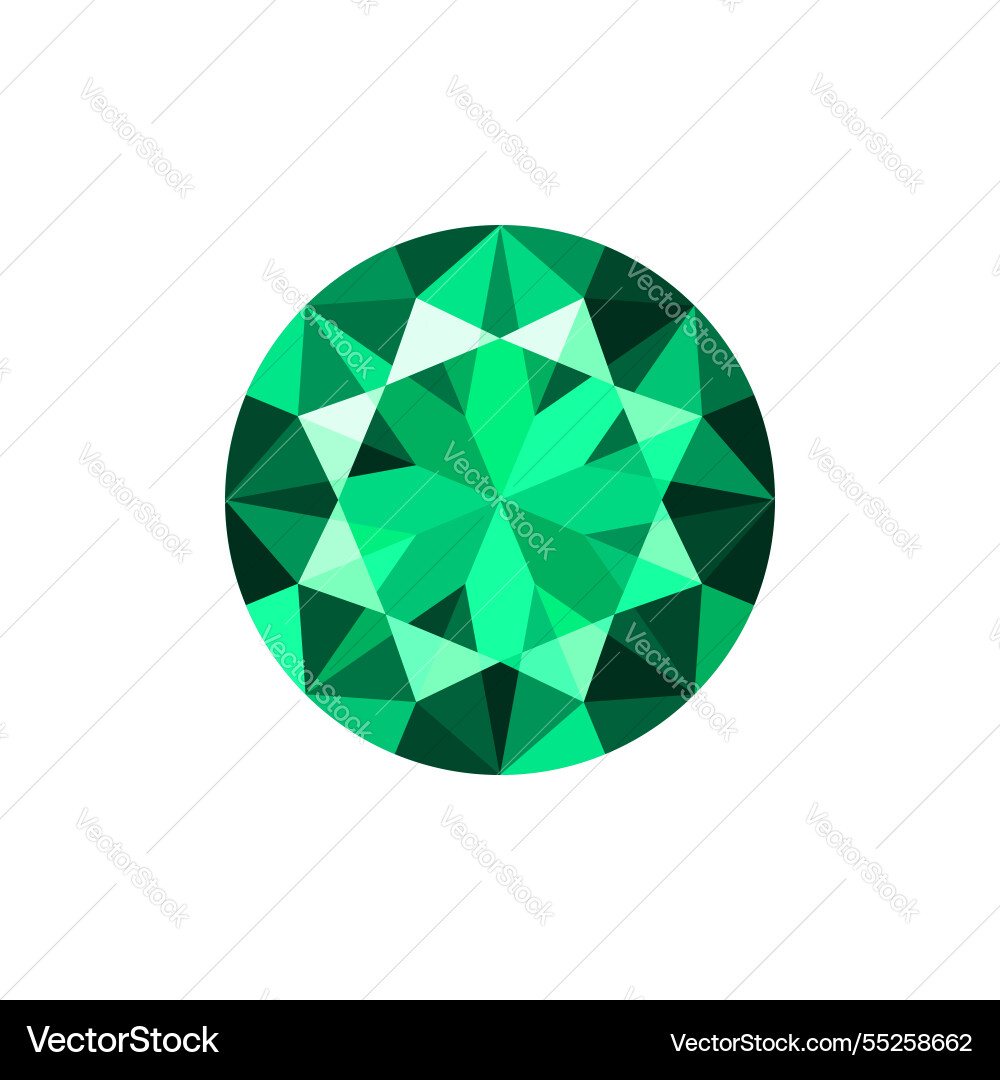 Round brilliant cut emerald top view Royalty Free Vector